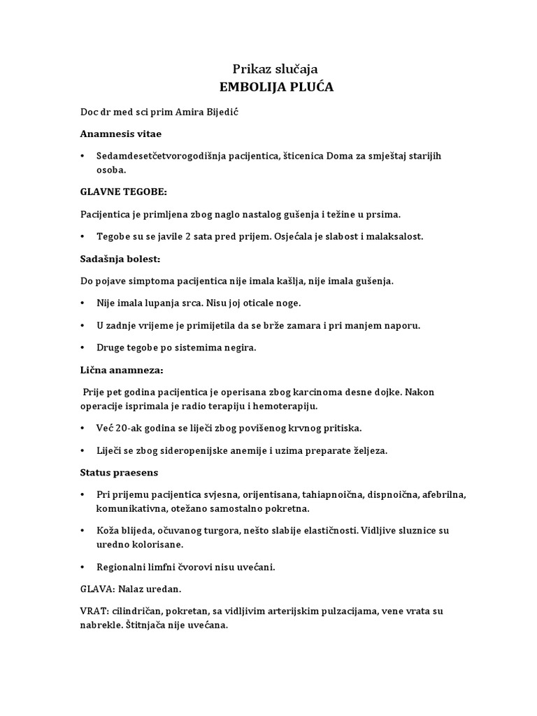 Embolija Pluca | PDF