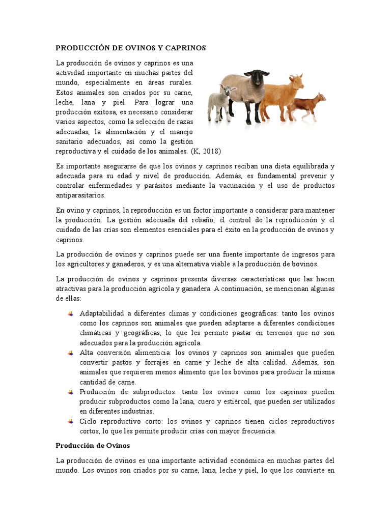 Producción de Ovinos y Caprinos | PDF | Oveja | Leche
