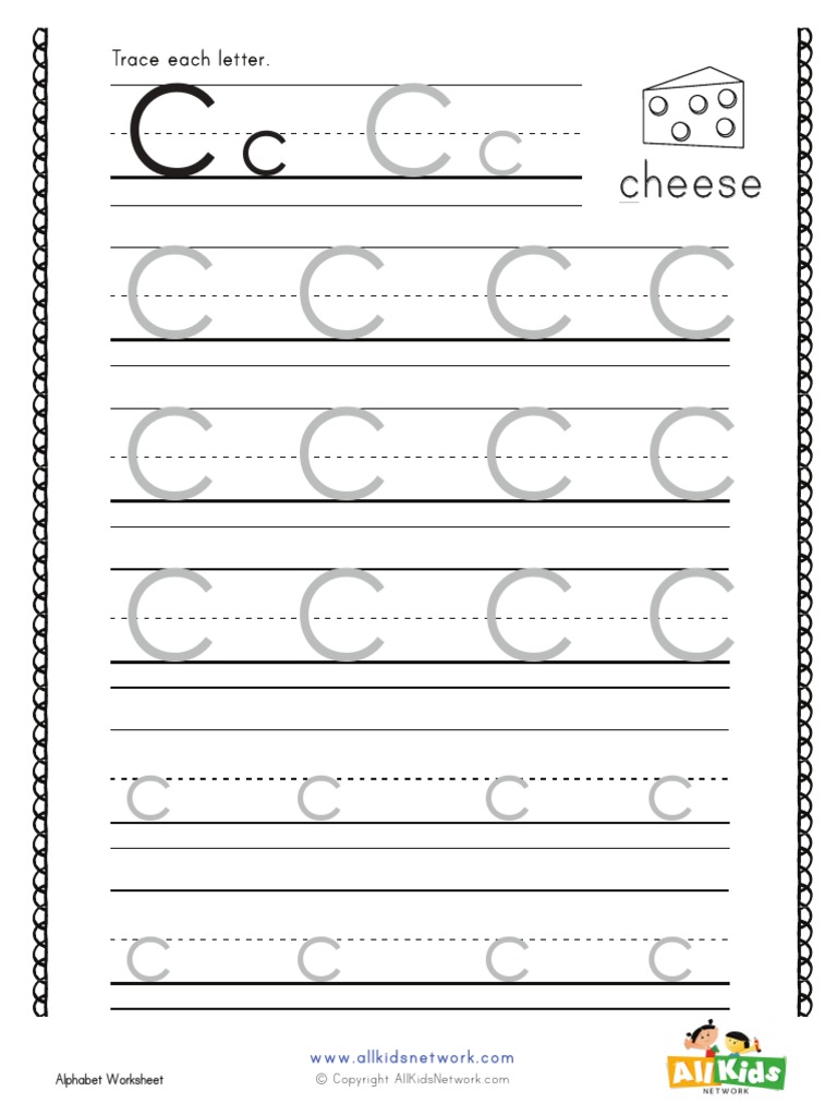 4 Line Letter C Tracing Worksheet | PDF