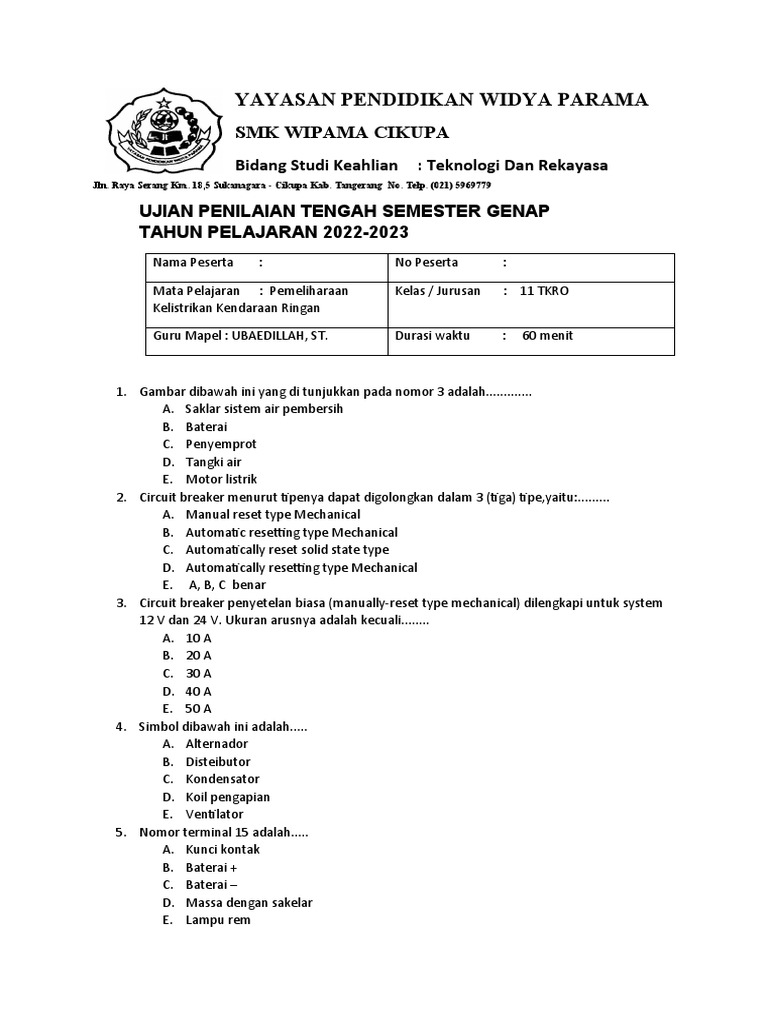 Soal PKKR Genap 11 Tkro | PDF