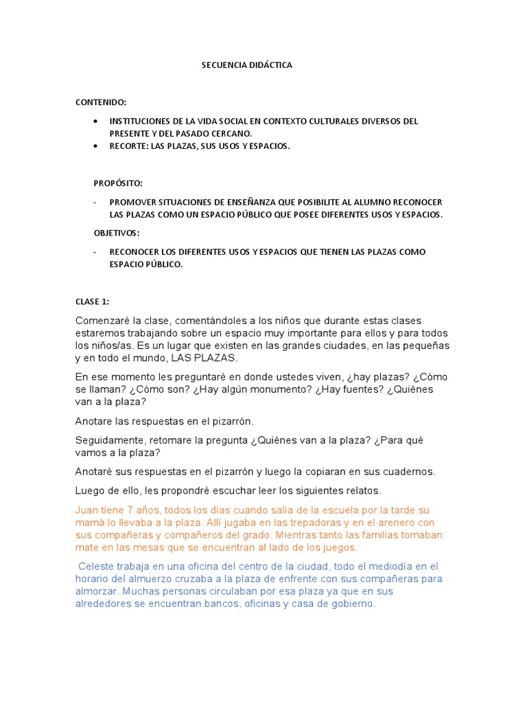 Las Plazas Secuencia | PDF