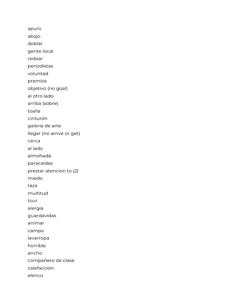 Lista de vocabulario B2 en español | PDF