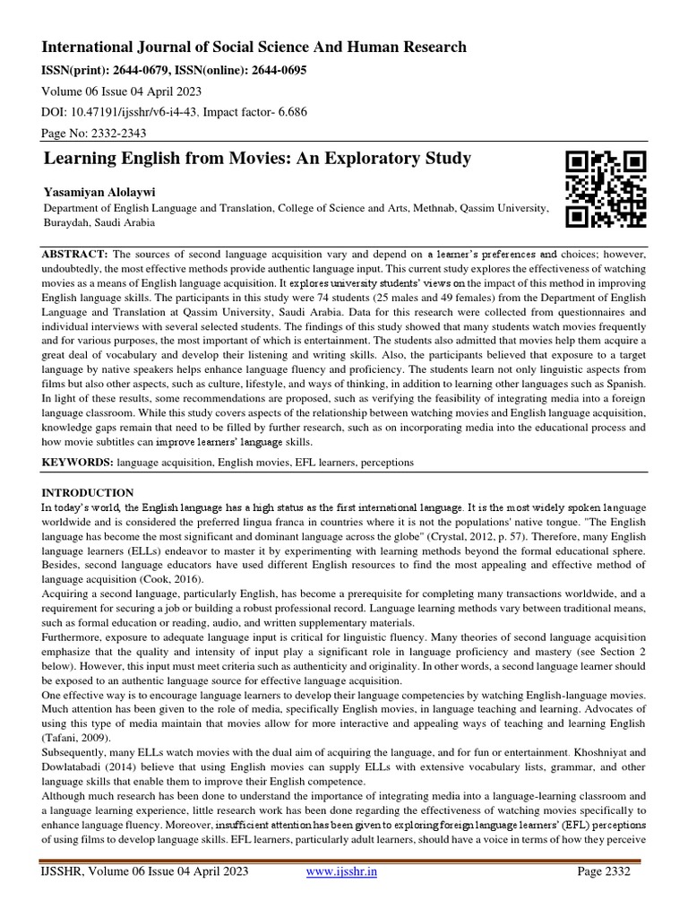 Learning English Through Movies: Study Insights | PDF