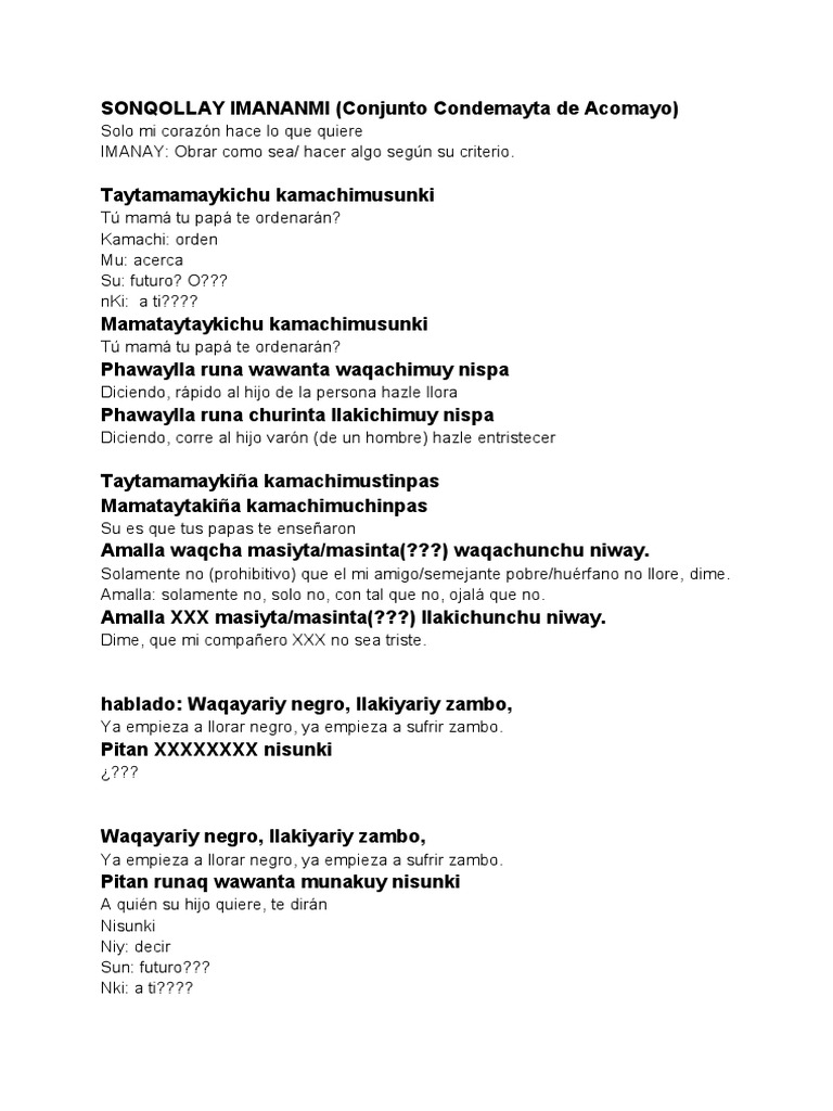 SONQOLLAY IMANANMI (Christian Inga) | PDF