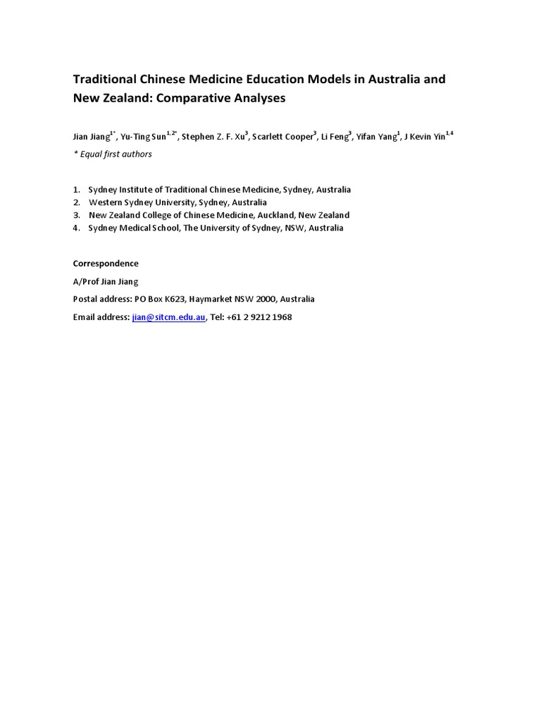 TCM Education Models in Australia & NZ | PDF | Traditional Chinese ...