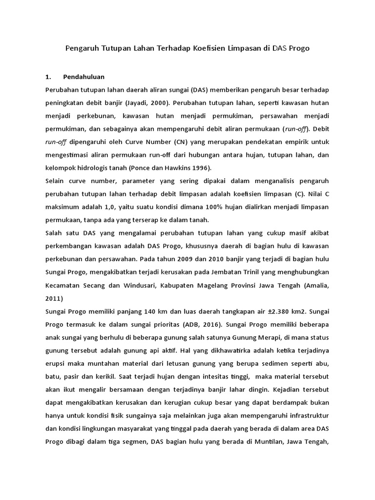 Analisis Nilai C Pada Kodisi Tutupan Lahan Di DAS Progo | PDF