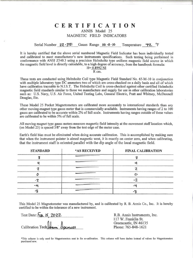 Magnetic Field Indicators - 22-381 - 2022 | PDF