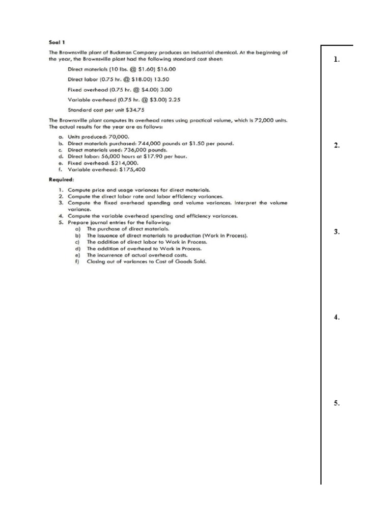 Variance Analysis and Journal Entries | PDF | Debits And Credits | Cost ...