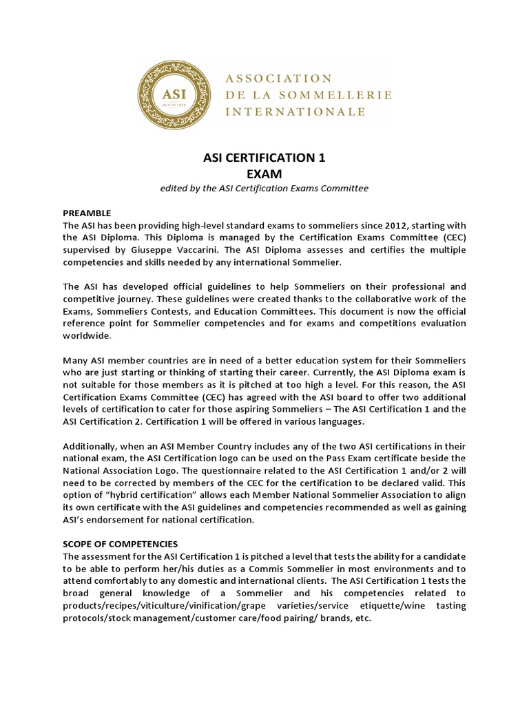 Aspiring Sommeliers' Certification | PDF | Wine | Fermented Drinks