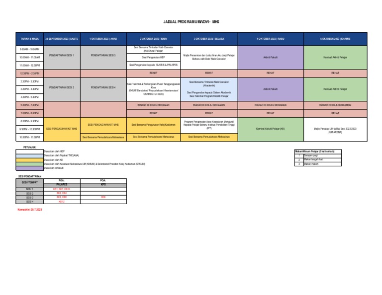 Um-Wow MHS - Sesi 2023 - 2024 - Jadual Program | PDF
