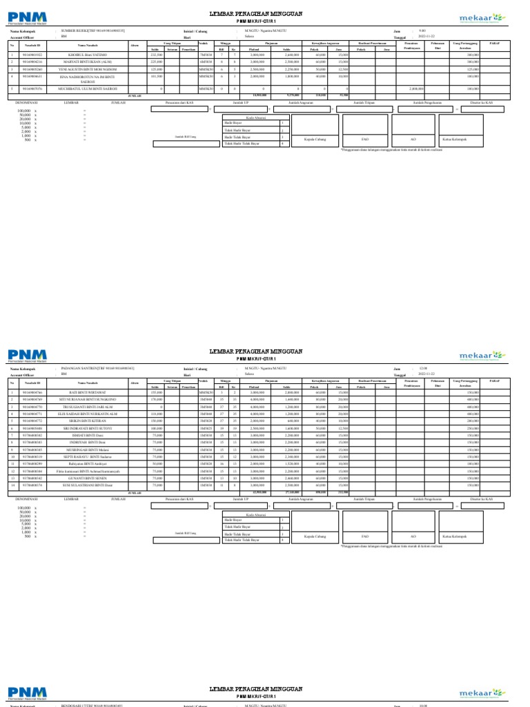 LembarPenagihanMingguan (LPM) 11-22-2022 | PDF LembarPenagihanMingguan (LPM) 11-22-2022 | PDF
