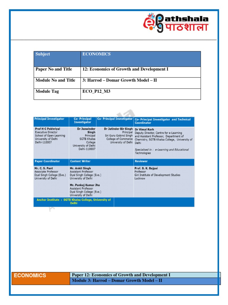 Harrod and Domar Growth Model 2 | PDF | Labour Economics | Economics