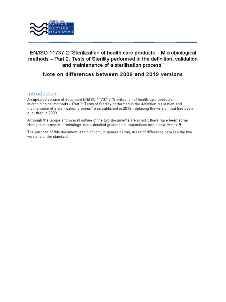 ISO11737-2 - 2019vs2009 Assessment FINAL | PDF | Sterilization ...