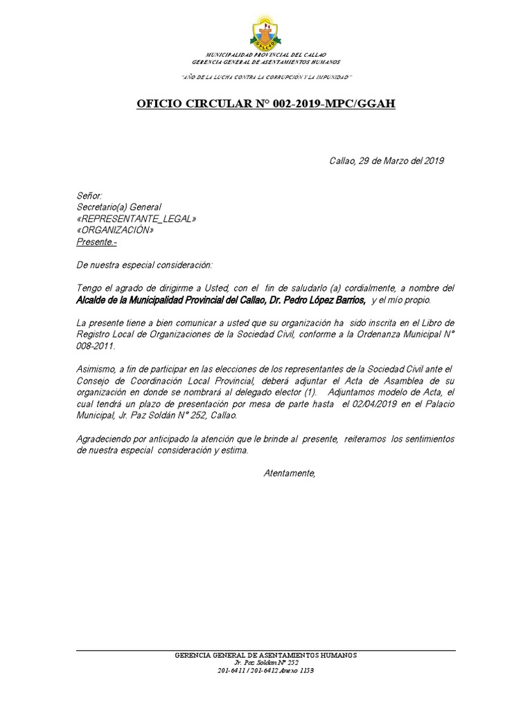 Oficios Circular | PDF