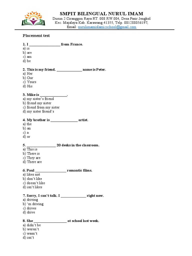 Placement Test Efa | PDF