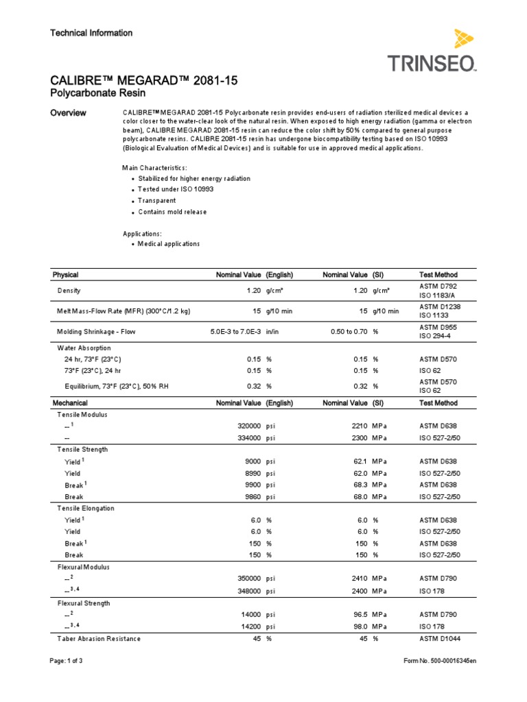 202-Trinseo Calibre Megarad 2081-15 TDS | PDF | Pascal (Unit ...