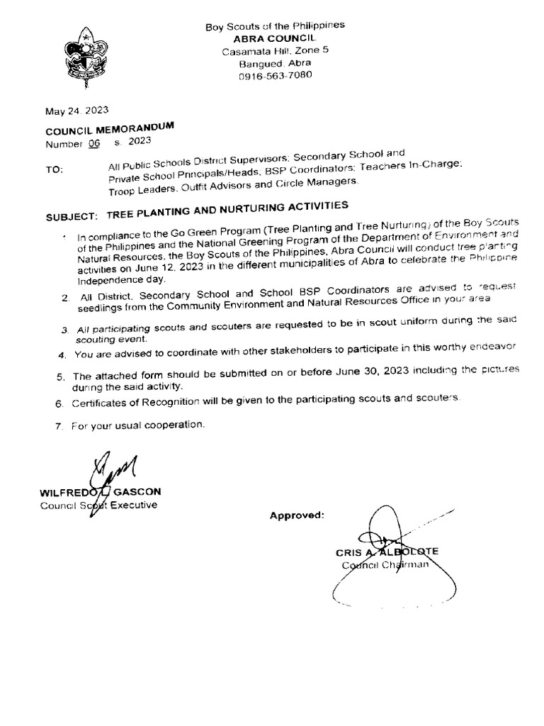 2023 Memo Tree Planting | PDF