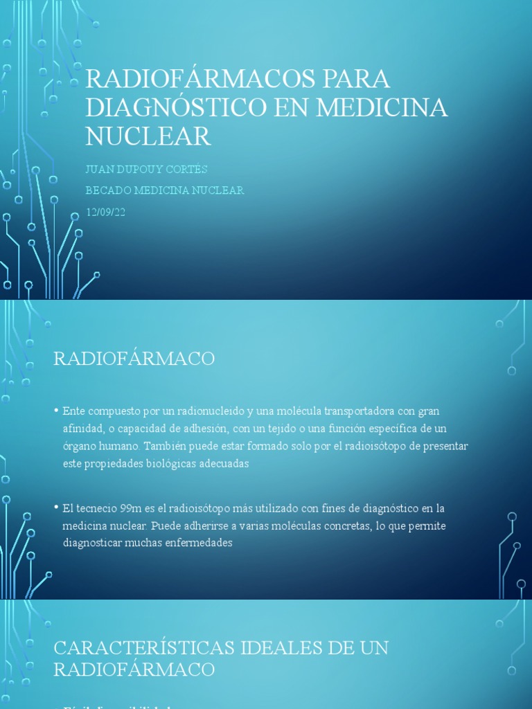 Radiofármacos para Diagnóstico en Medicina Nuclear | PDF | Radionúclido | Desintegración radioactiva