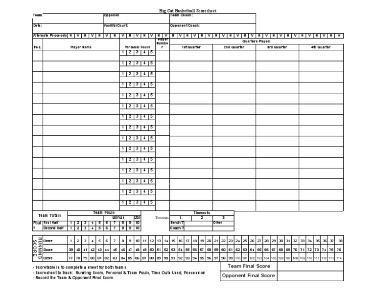 BCB Scoresheet 2 | Download Free PDF | Team Sports | Sports