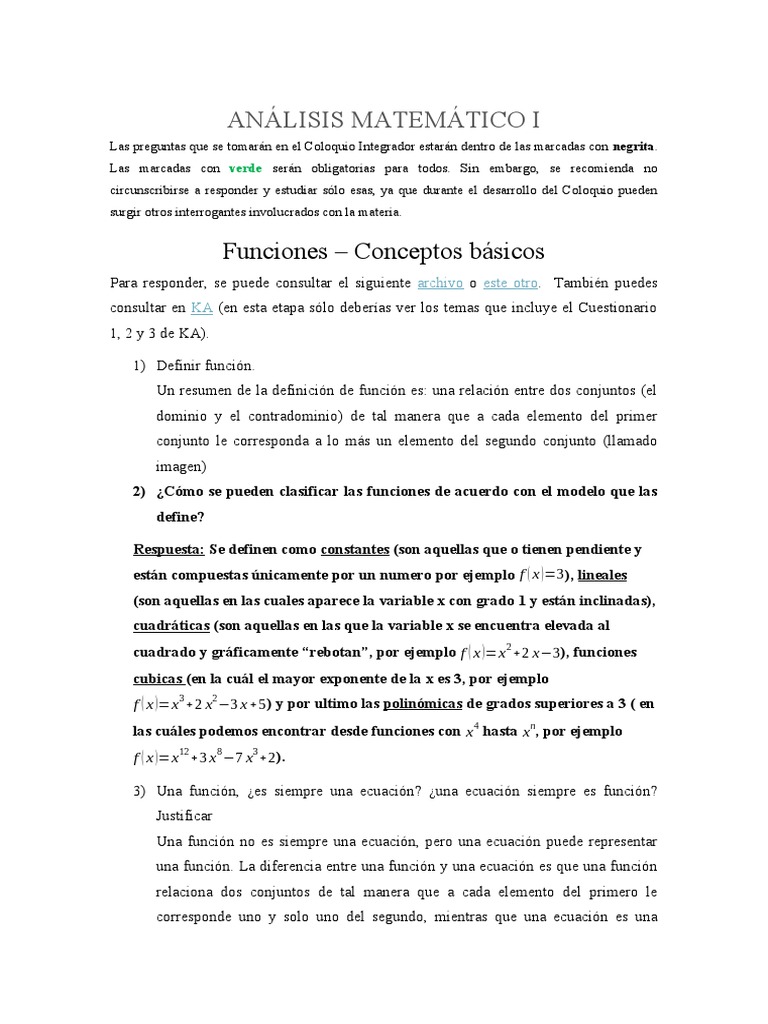 Respuestas para El Coloquio de Am1 y Algebra | PDF | Derivado | Función continua