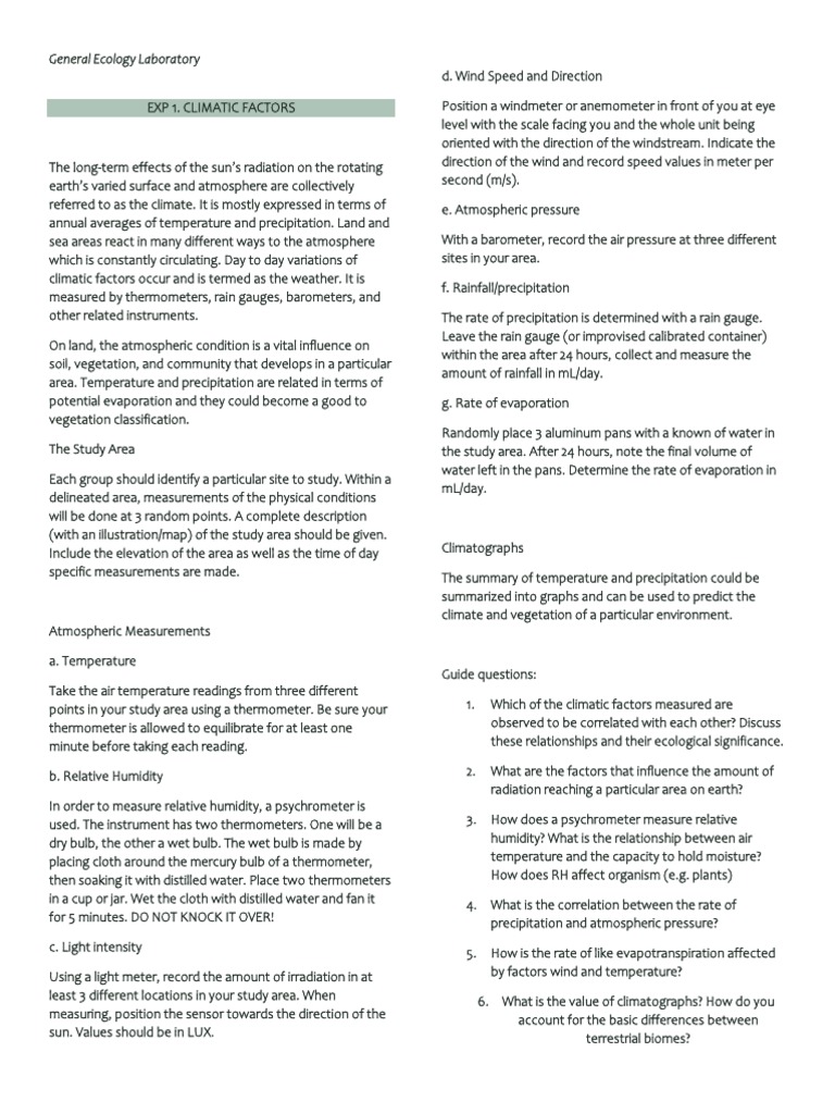 GenEcoL-Ex-1-3 8NhjN | PDF | Soil | Climate