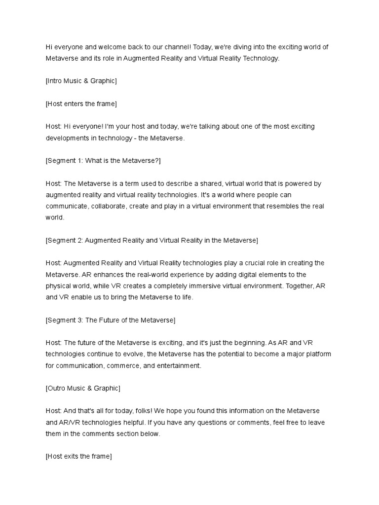 Metaverse Script | PDF