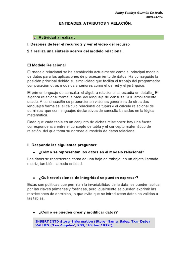 ENTIDADES | PDF | Base de datos relacional | SQL