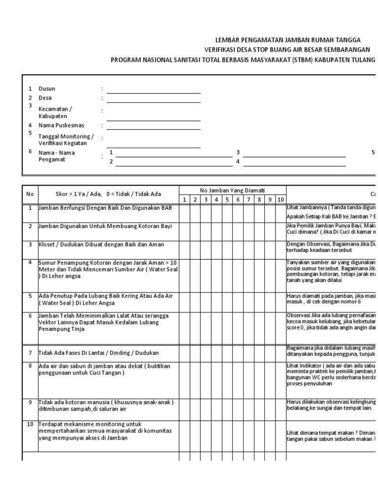 Blanko FORM VERIFIKASI ODF Kecamatan | PDF