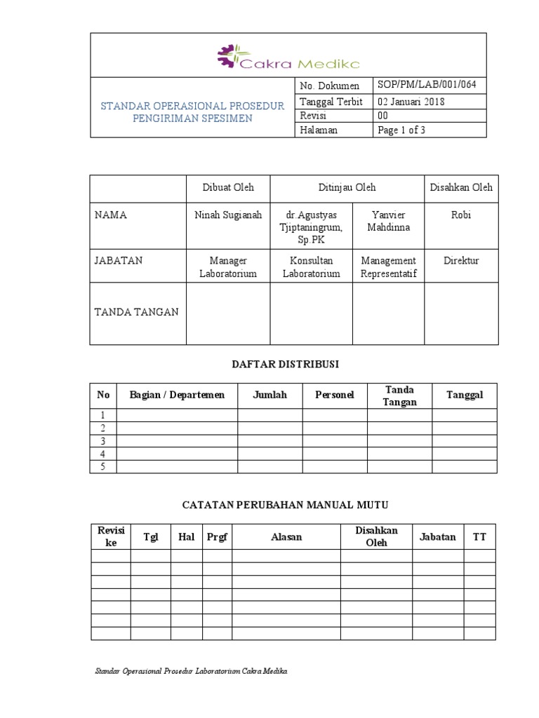 Sop Pengiriman Spesimen.. | PDF