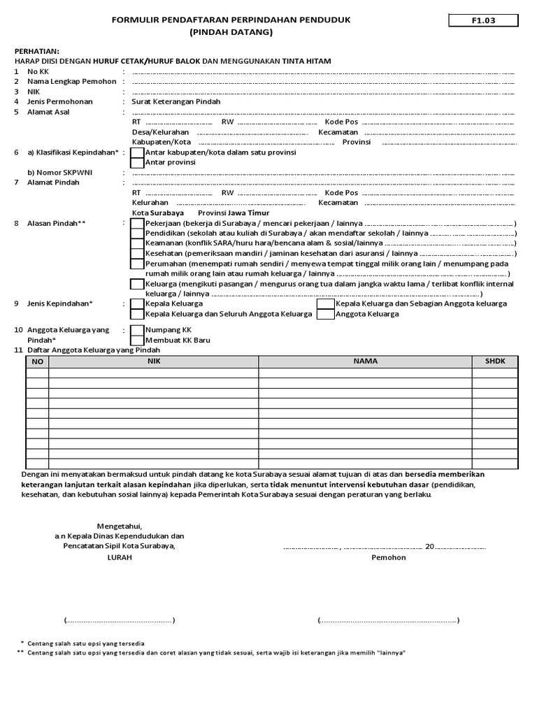 F103 Pindah Datang | PDF