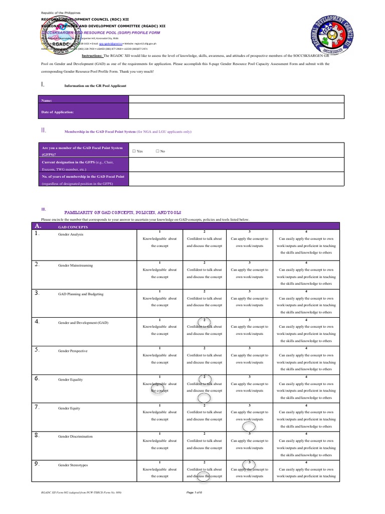 SOCCSKSARGEN-GAD-Resource-Pool-Capacity-Assessment-Form 002 | PDF ...