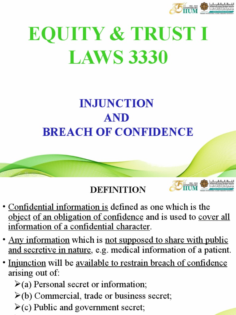 Injunction and Breach of Confidence | Download Free PDF | Common Law ...