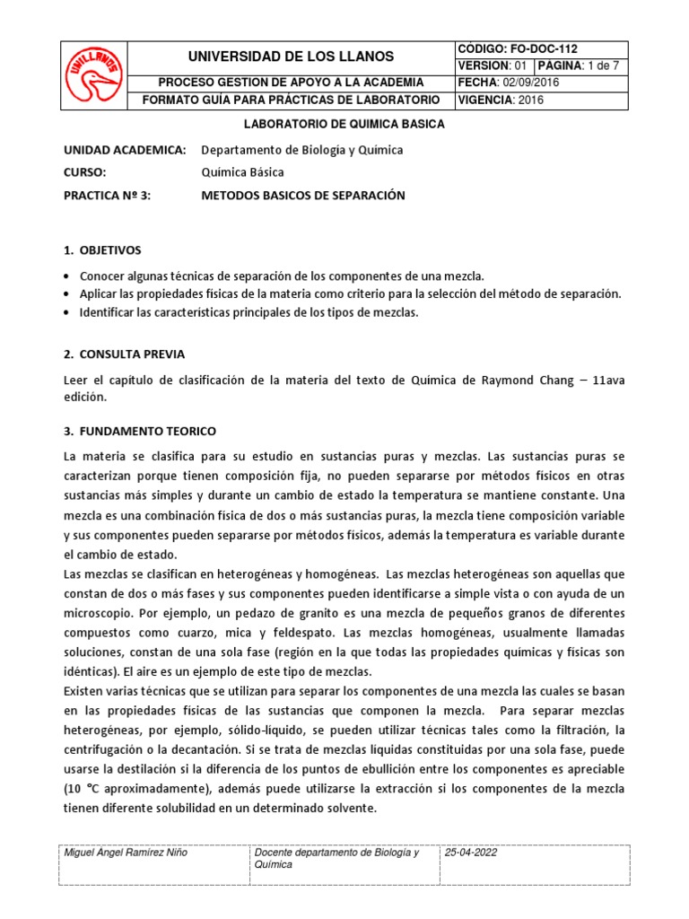 Pract# 3 Fo-Doc-112 | PDF | Mezcla | Cromatografía