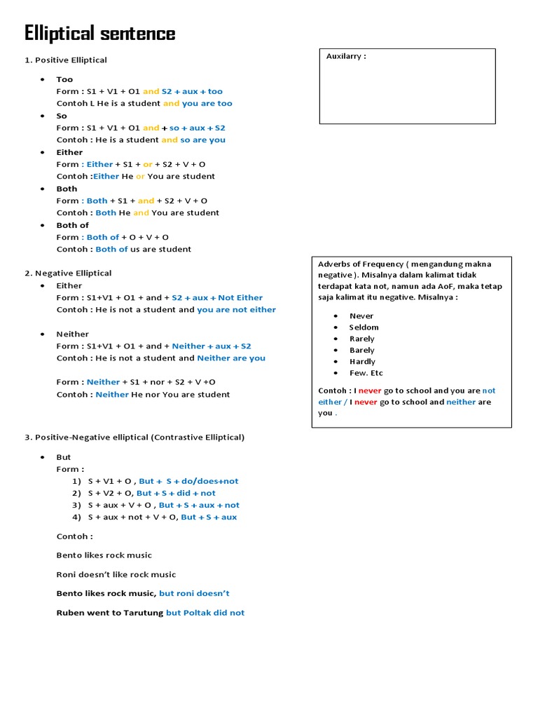 Elliptical Sentence | PDF