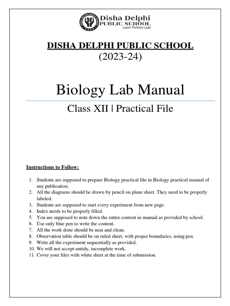 Class 12 Biology Lab Manual Practical Content 2023-24-1 | PDF | Meiosis ...