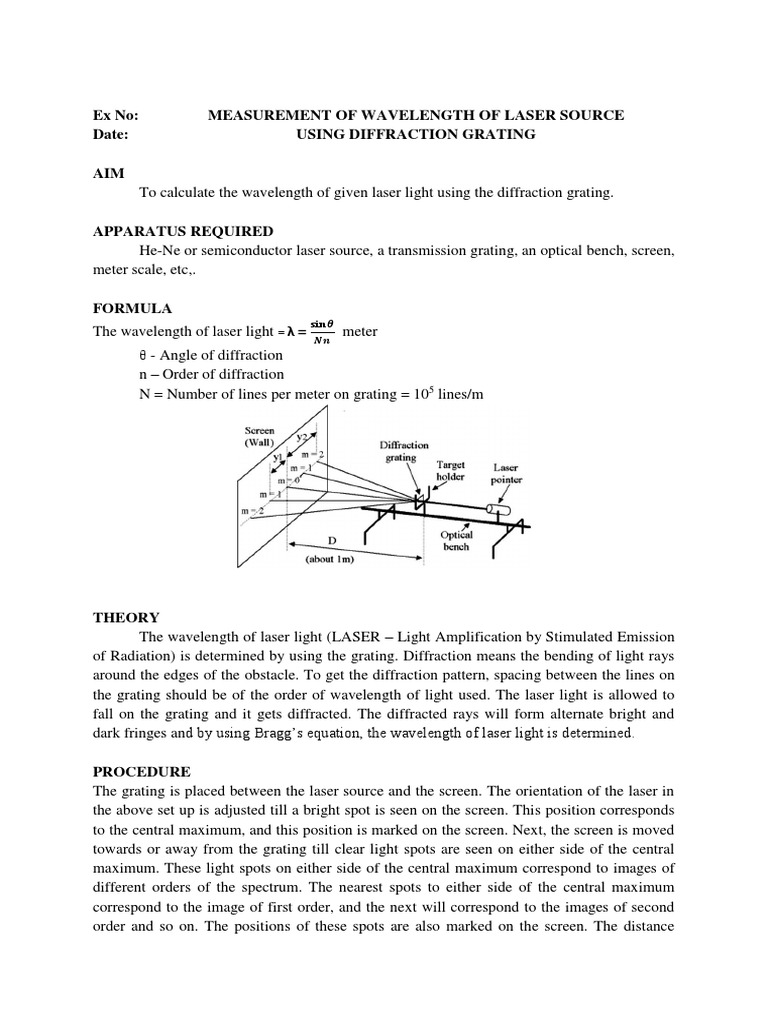 1-Laser Grating | PDF | Diffraction | Wavelength