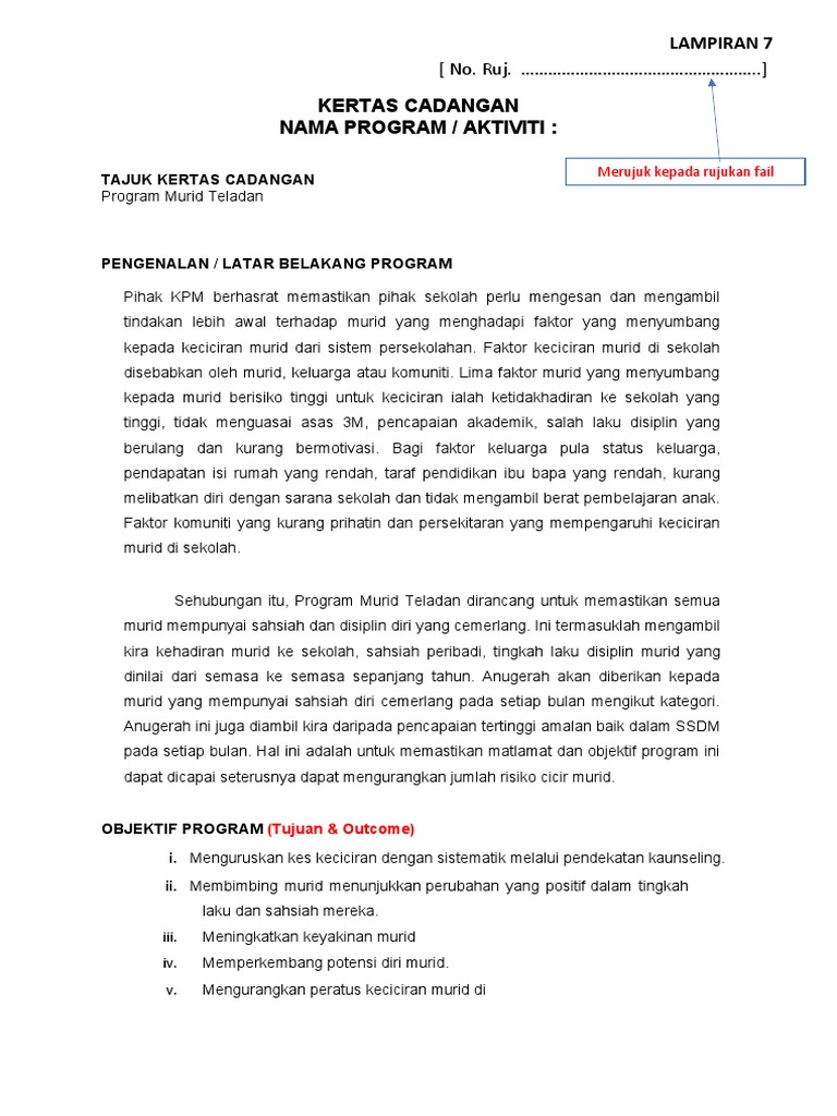 Kertas Cadangan Program BNK 2023 | PDF
