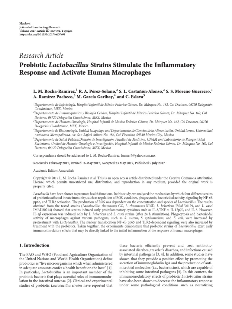 12 Rocha-Ramirez Et Al., 2017 - Review - Probiotic Lactobacillus ... 12 Rocha-Ramirez Et Al., 2017 - Review - Probiotic Lactobacillus ...