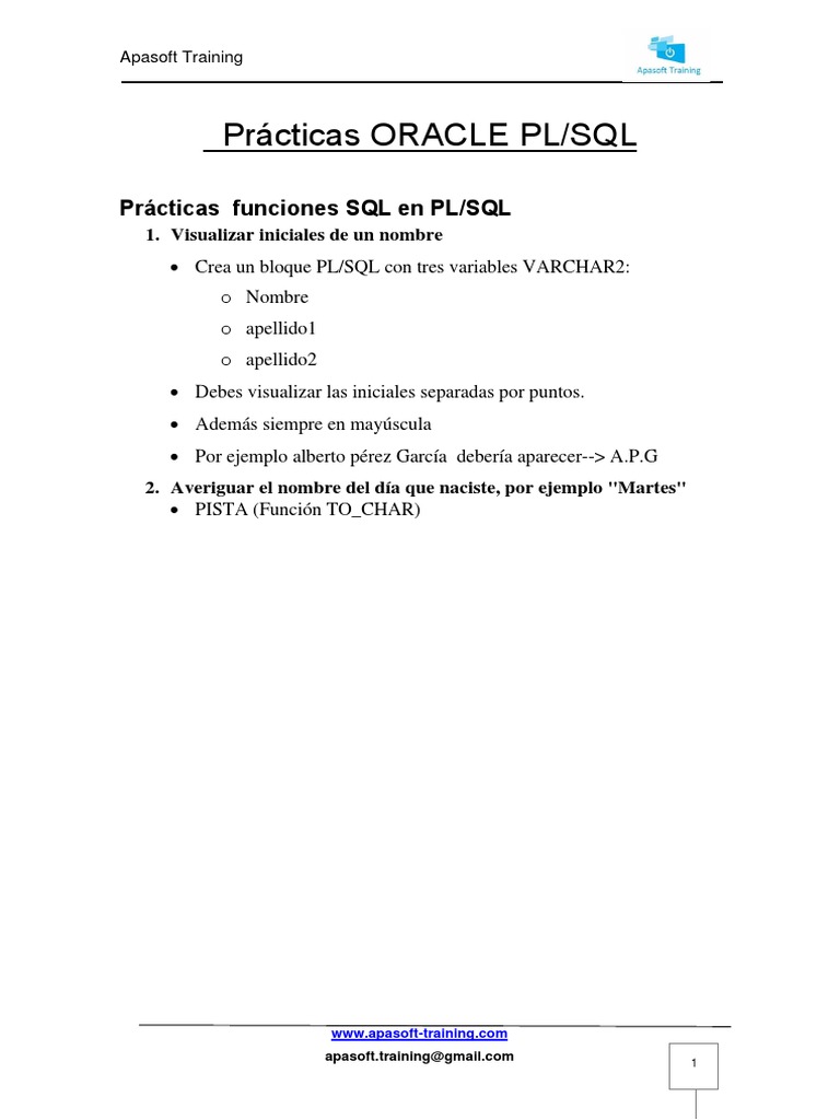 Prácticas de PL/SQL para SQL | PDF