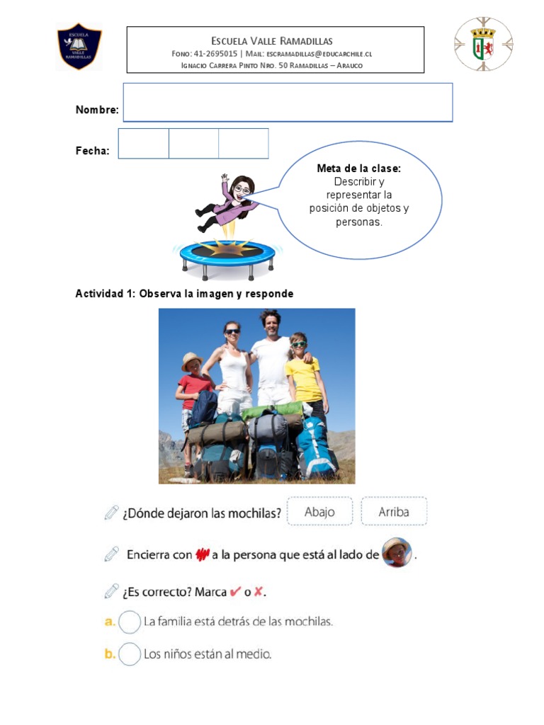 Guía Matemáticas 2do Posición de Objetos y Personas | PDF