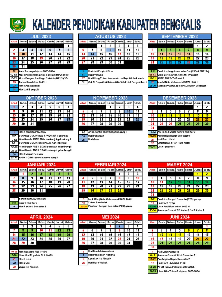Kalender Pendidikan Kabupaten Bengkalis | PDF