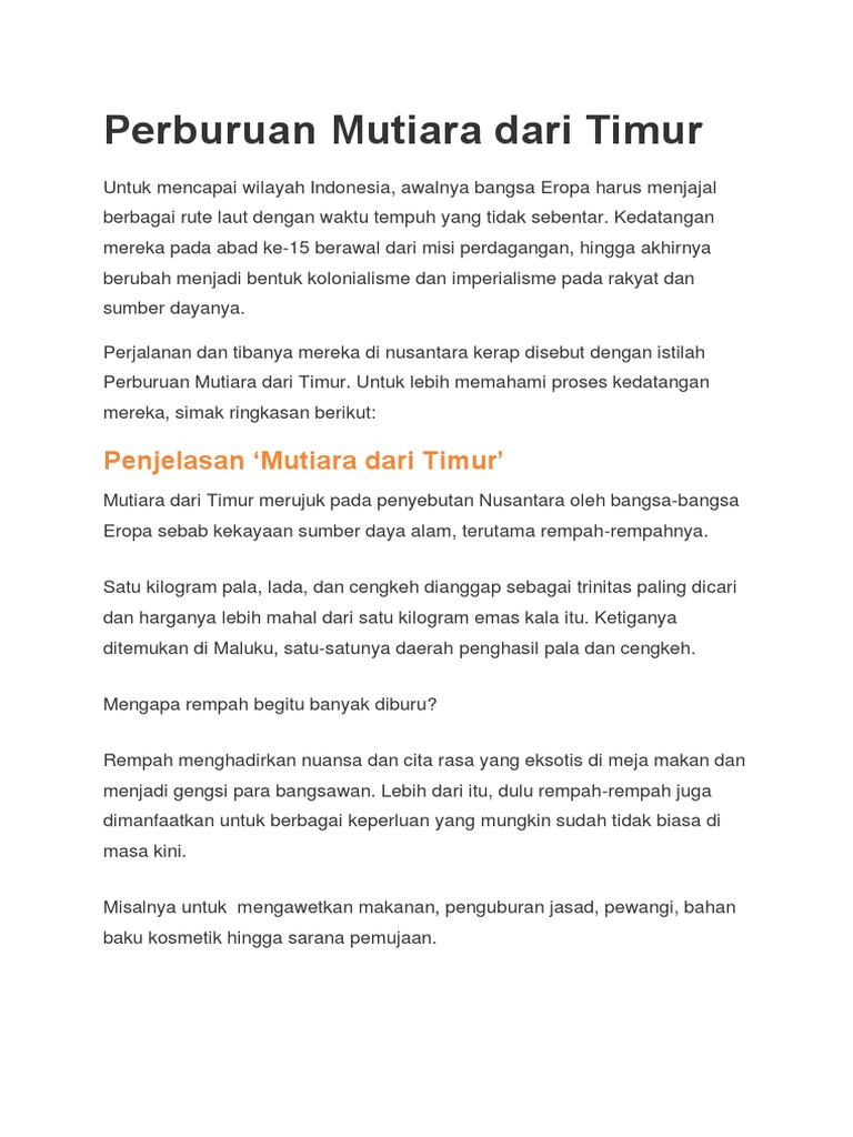 Perburuan Mutiara Dari Timur | PDF