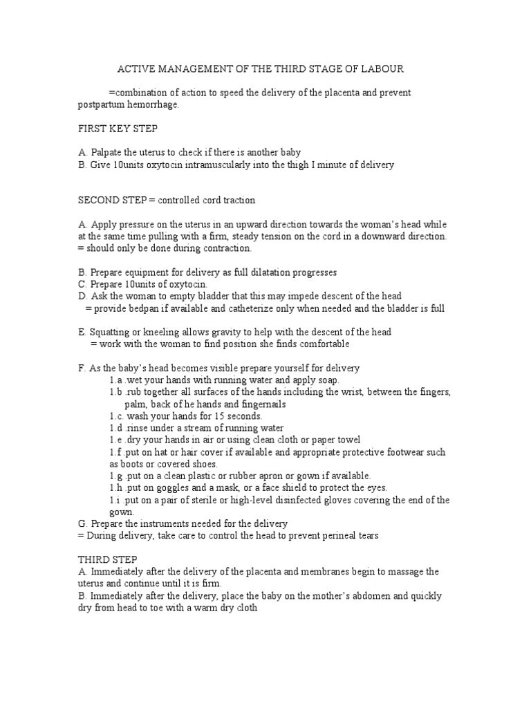 Active Management of The Third Stage of Labour | PDF | Uterus | Childbirth