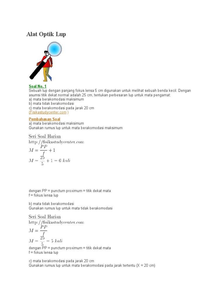 Perhitungan Perbesaran Lup Optik | PDF