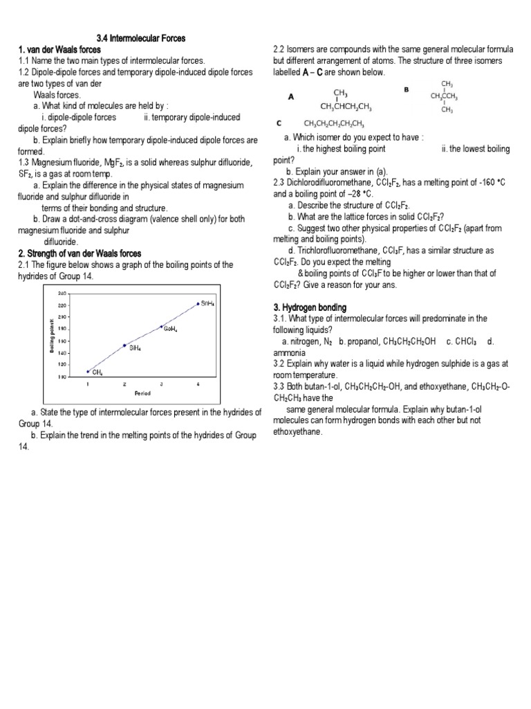 3.4 Intermolecular Forces | PDF | Intermolecular Force | Chemical Bond