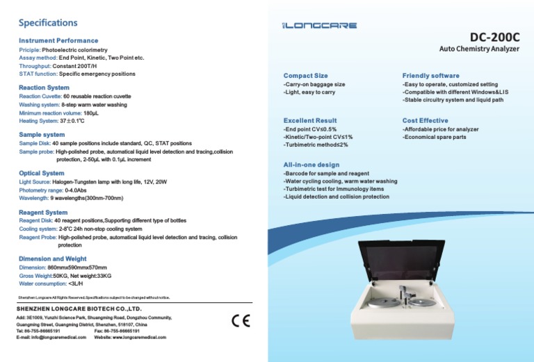 DC-200C Auto Chemistry Analyzer Brochure | PDF | Physical Chemistry ...