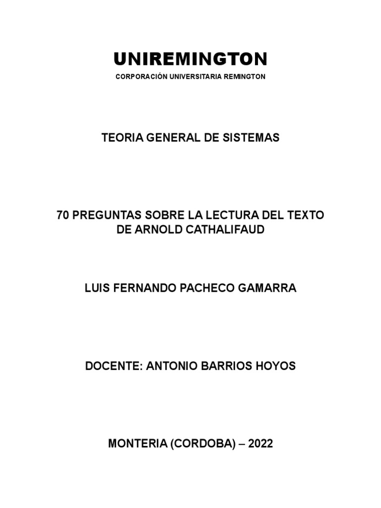 Teoria General de Sistemas 70p | PDF | Teoría de sistemas | Teoría
