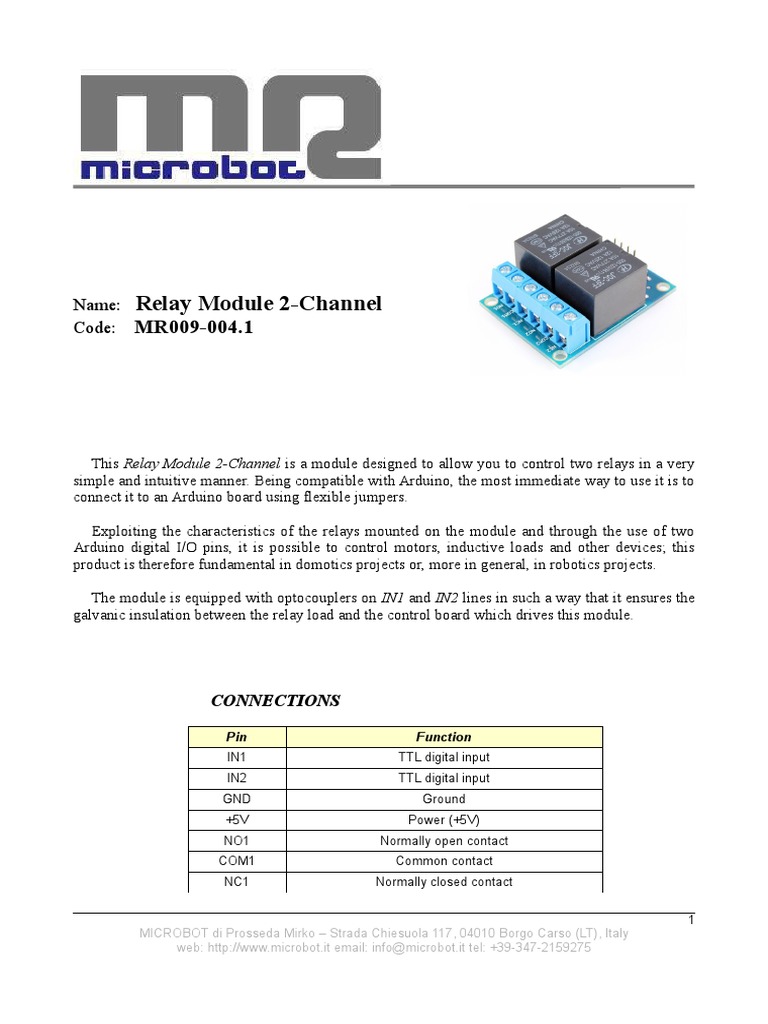 Dual Channel Relay Module Datasheet | PDF