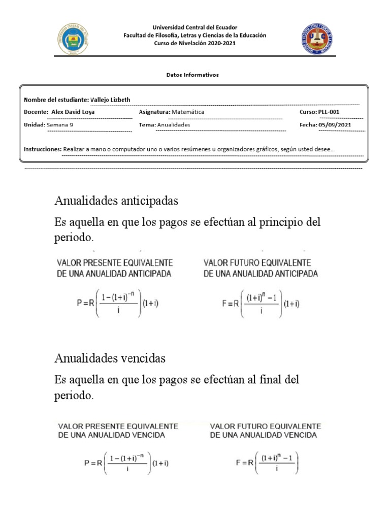 Anualidades Anticipadas | PDF