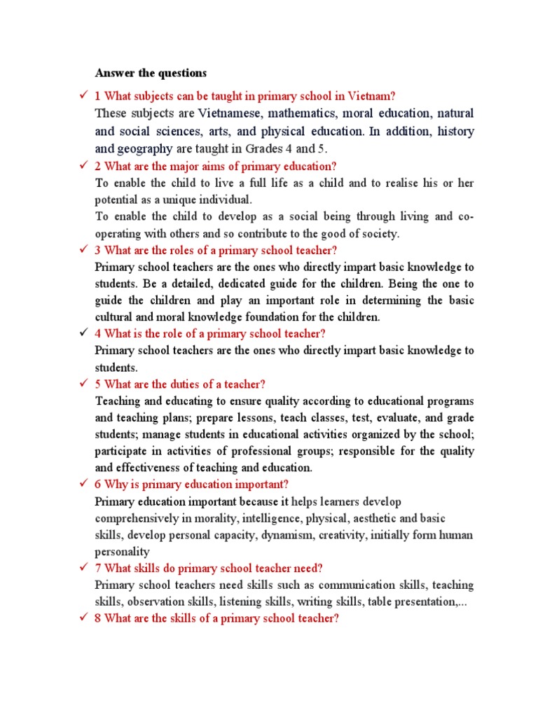 Answer The Questions | PDF | Teaching Method | Teachers